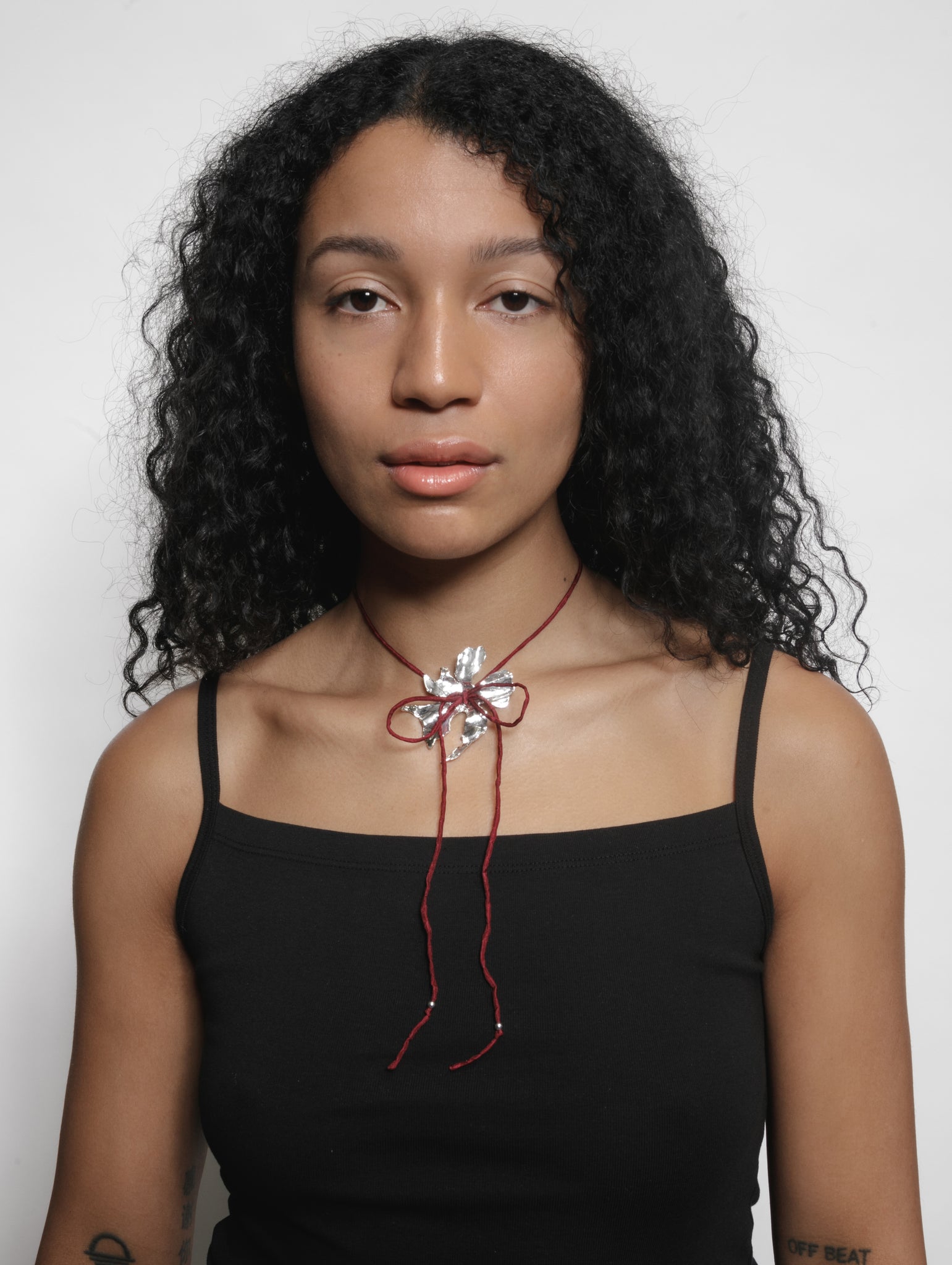 Wolf Circus Silver Flower Cord Choker Necklace in Red – WOLF CIRCUS JEWELRY
